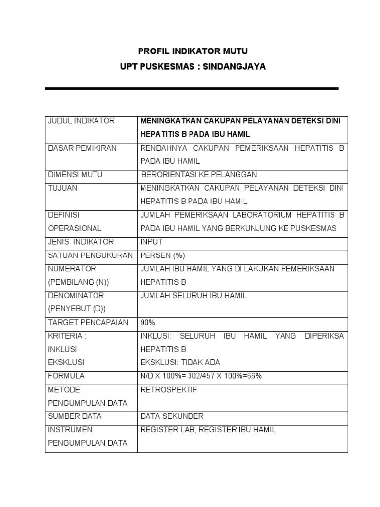 Format Profil Indikator Mutu Hepatitis B | PDF