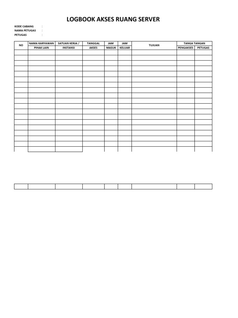 Logbook Akses Ruang Server | PDF