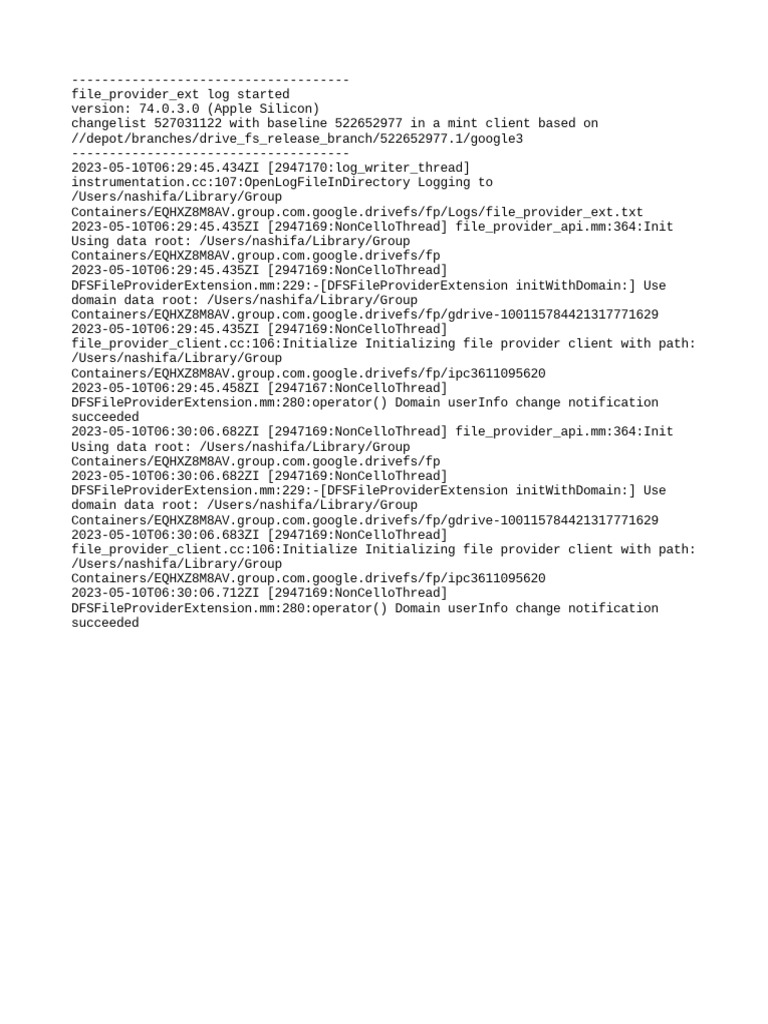 Google Drive File Provider Log | PDF