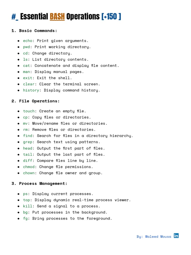 Essential BASH Operations Comand | PDF | Computing | Software