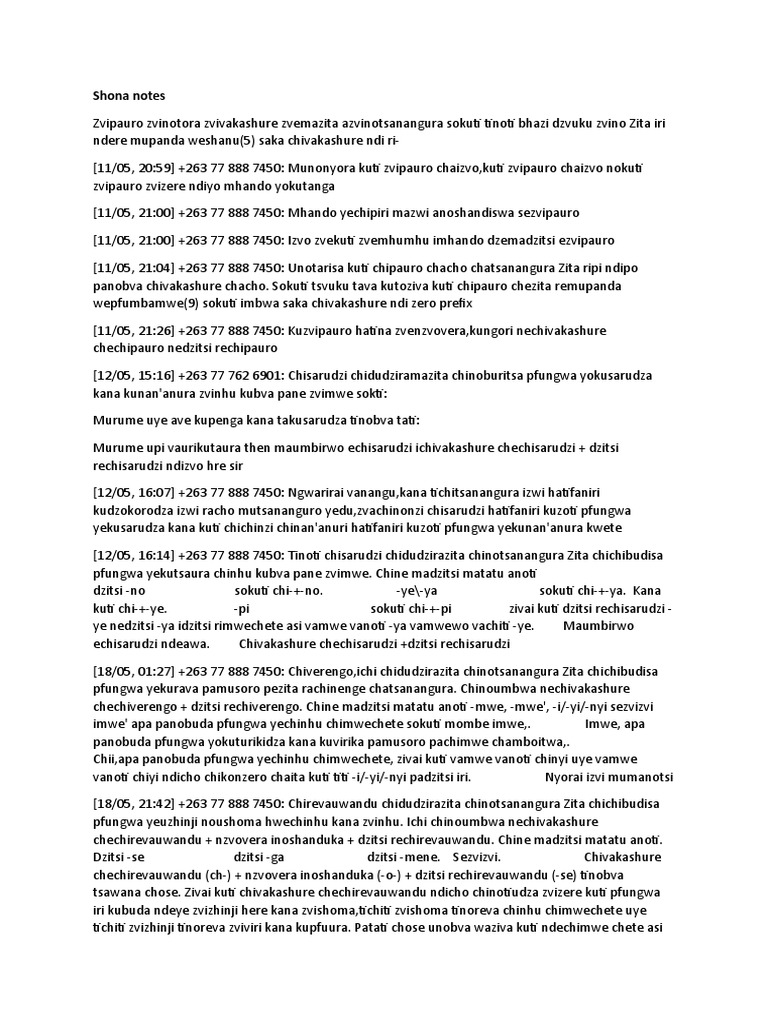 Shona Notes | PDF