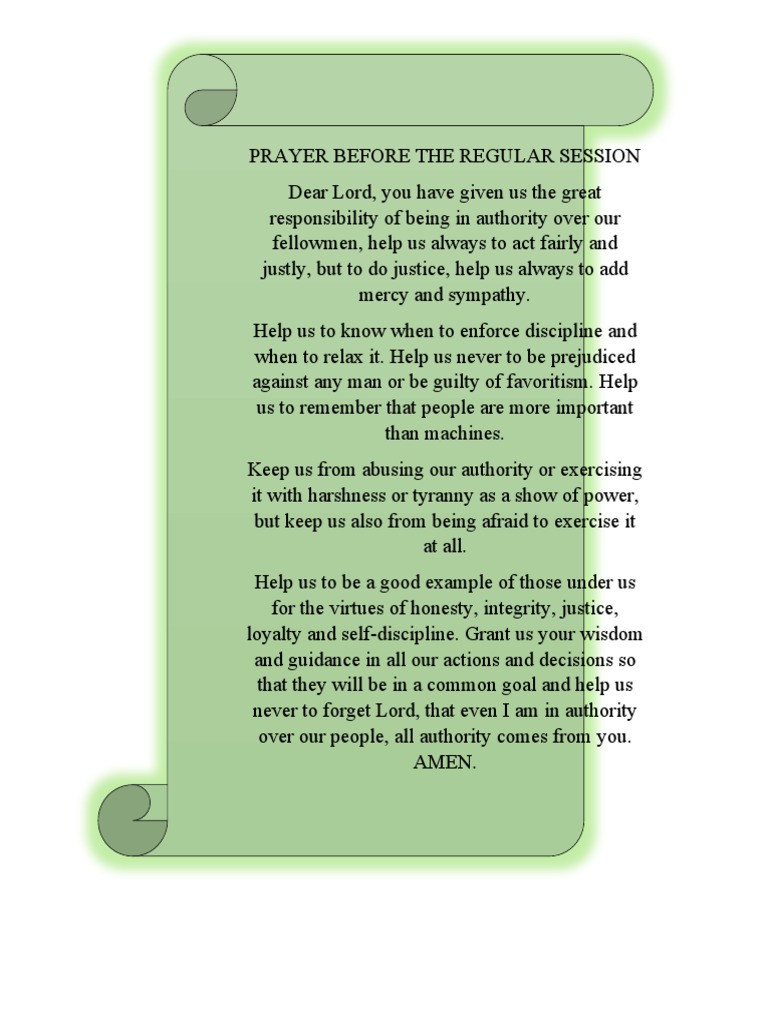 Prayer Before The Regular Session | PDF