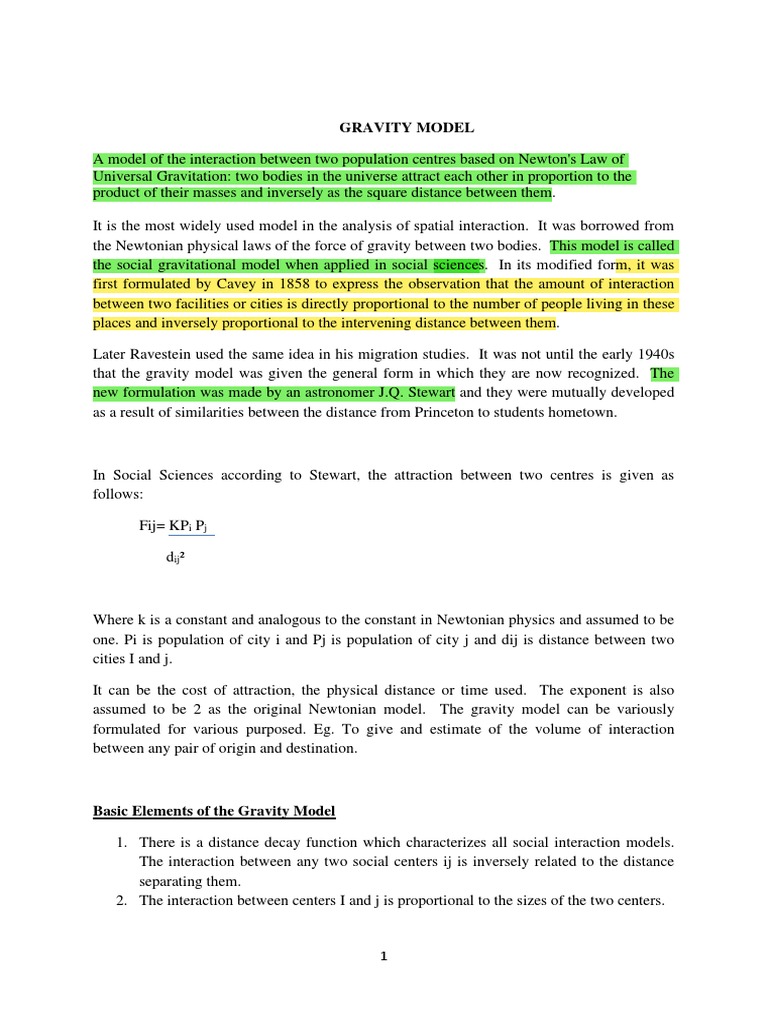 Gravity Model-Lecture Notes | PDF | Newton's Law Of Universal ...
