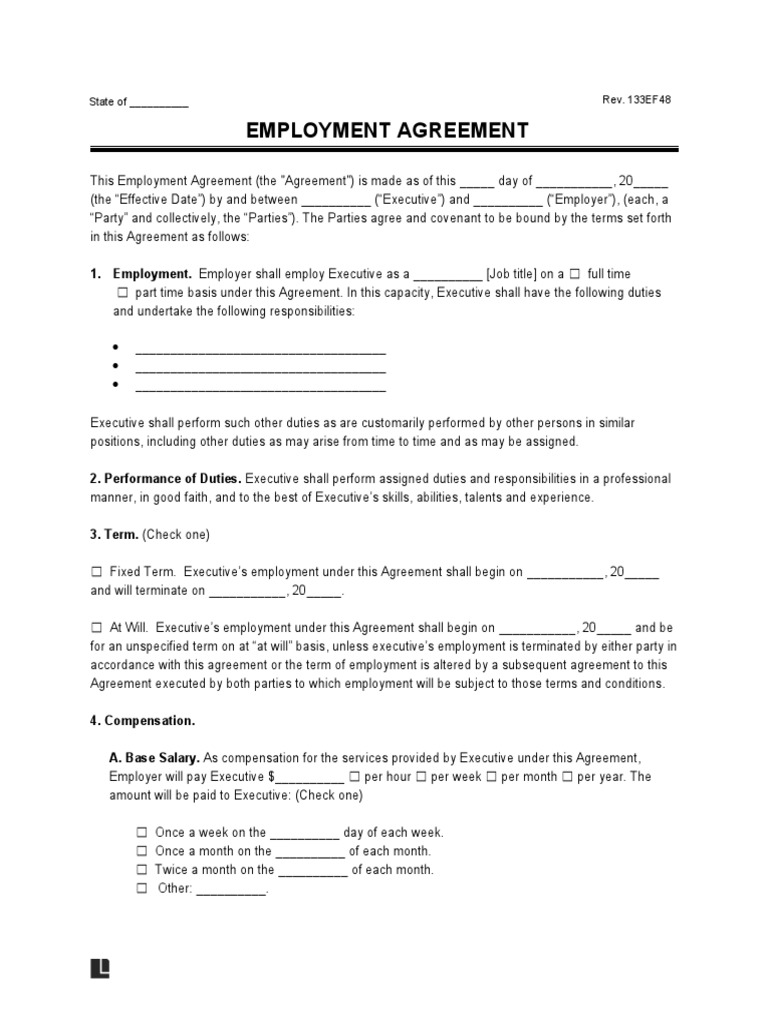 Executive Employment Agreement Template | PDF | Legal Remedy | Employment
