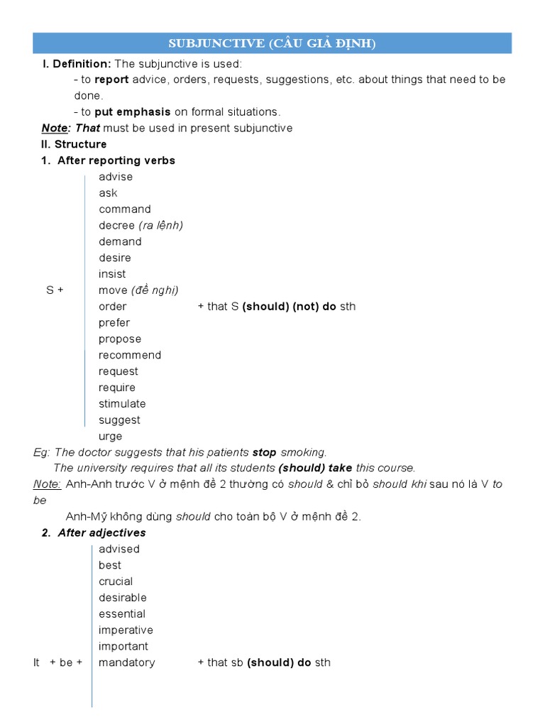 Subjunctive Mood - Ws | PDF