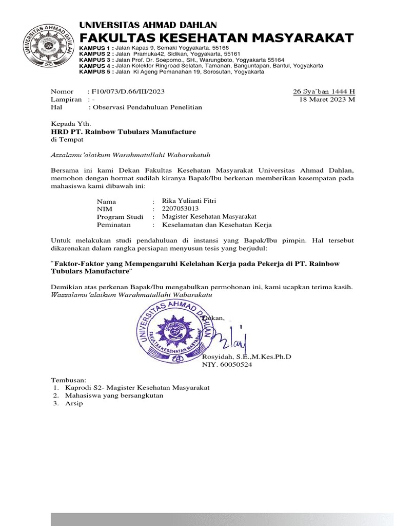 2023 - 073. Surat Observasi Pendahuluan (STUPEN) - Rika Yulianti Fitri ...