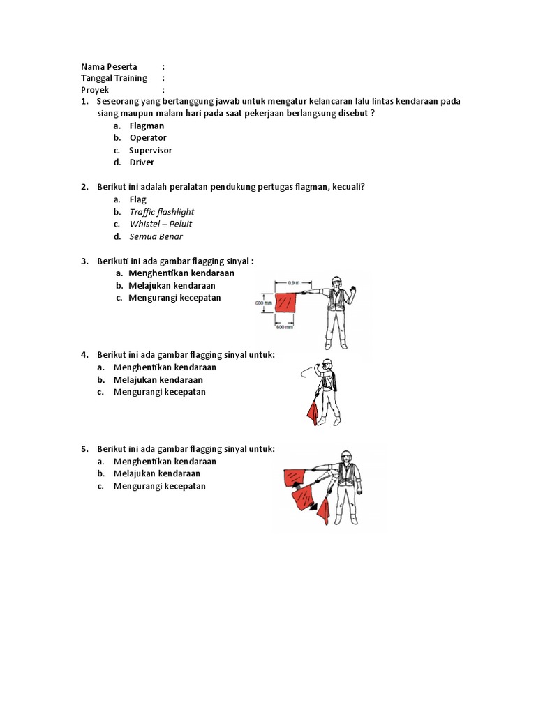 Post Test Training Flagman | PDF