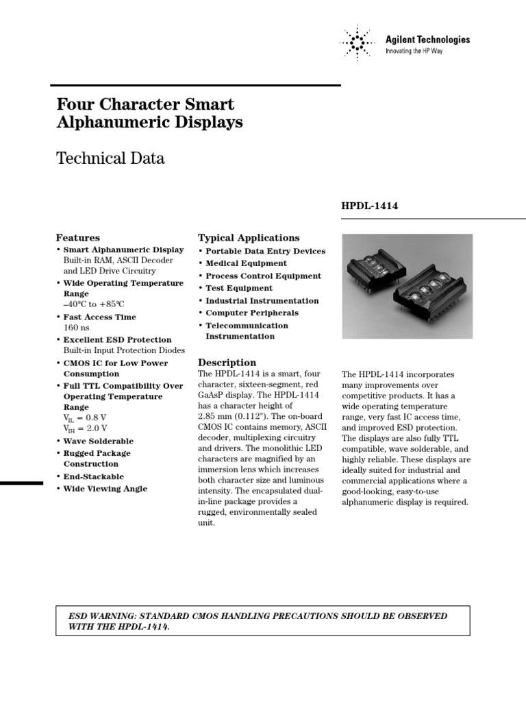 Four Character Smart Alphanumeric Displays: Technical Data | PDF | Cmos ...