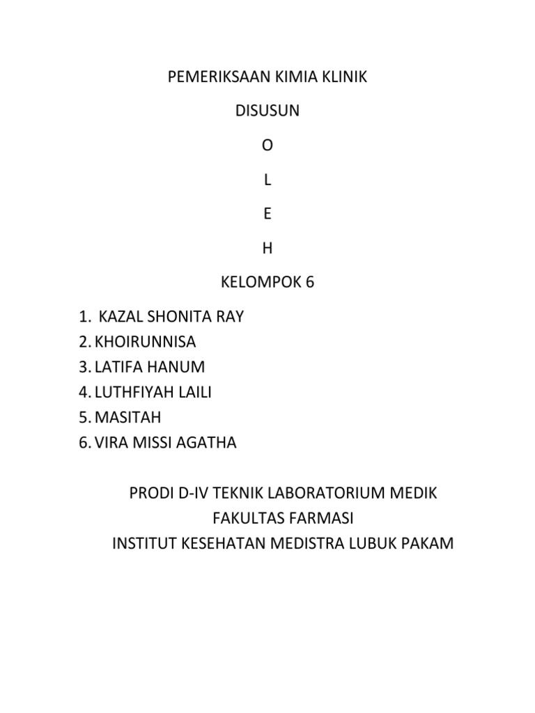 Pemeriksaan Kimia Klinik Pdf