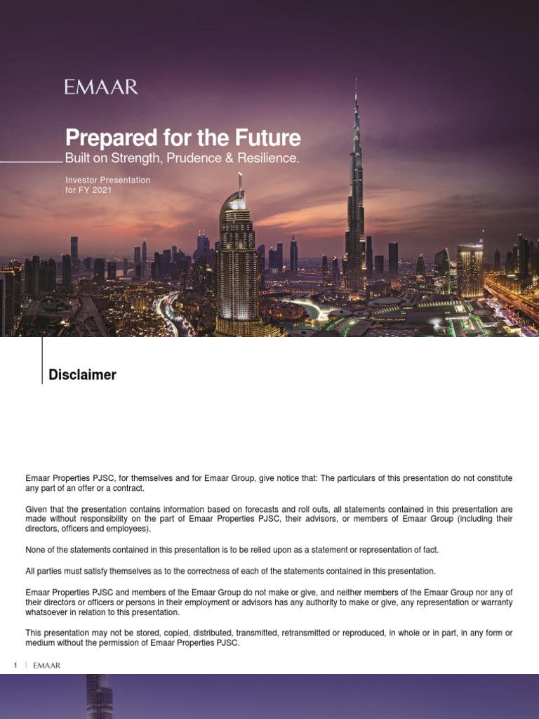 Emaar Properties Q4 2021 Investor Presentation | PDF | Valuation (Finance) | Discounting