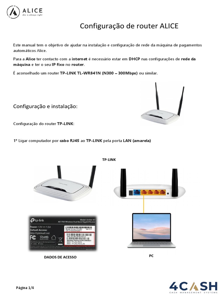 Configuração de Router ALICE | PDF