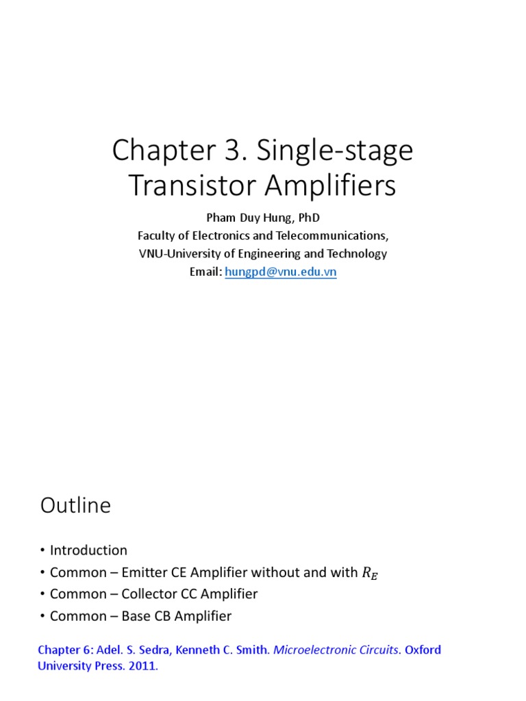 Chapter 3. Single Stage Transistor Amplifiers | PDF | Amplifier | Information And Communications ...