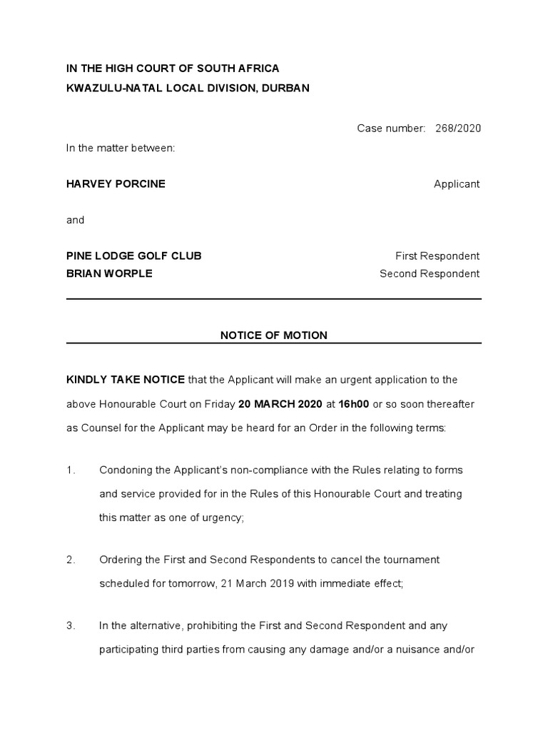 Notice of Motion - Porcine | PDF