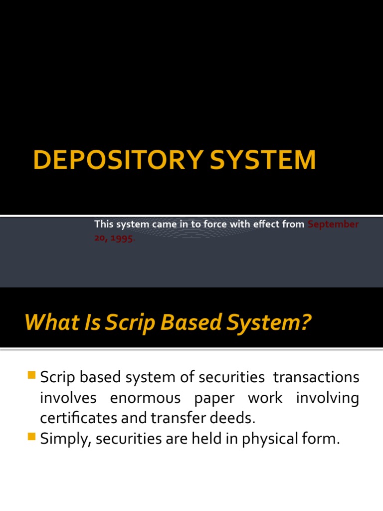 Depository System | Download Free PDF | Securities (Finance) | Banks
