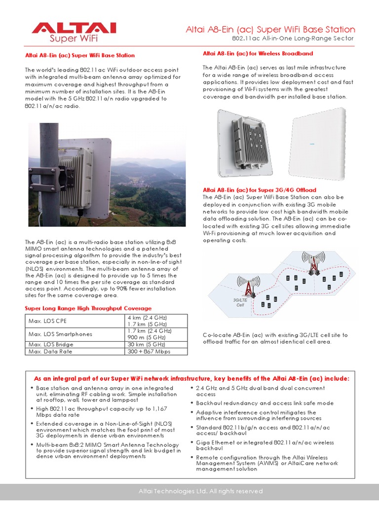 Altai A8 Ein Ac Catalog Eng 210914 | PDF | Wi Fi | Ieee 802.11