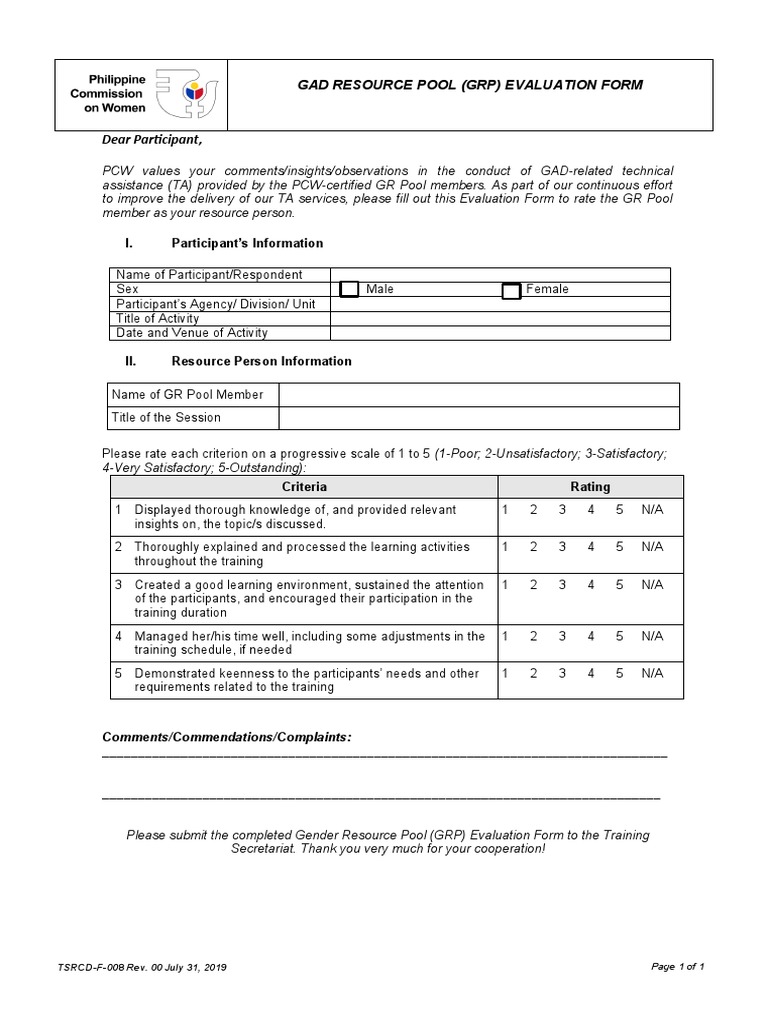 GRP Evaluation Form | PDF | Cognition | Learning