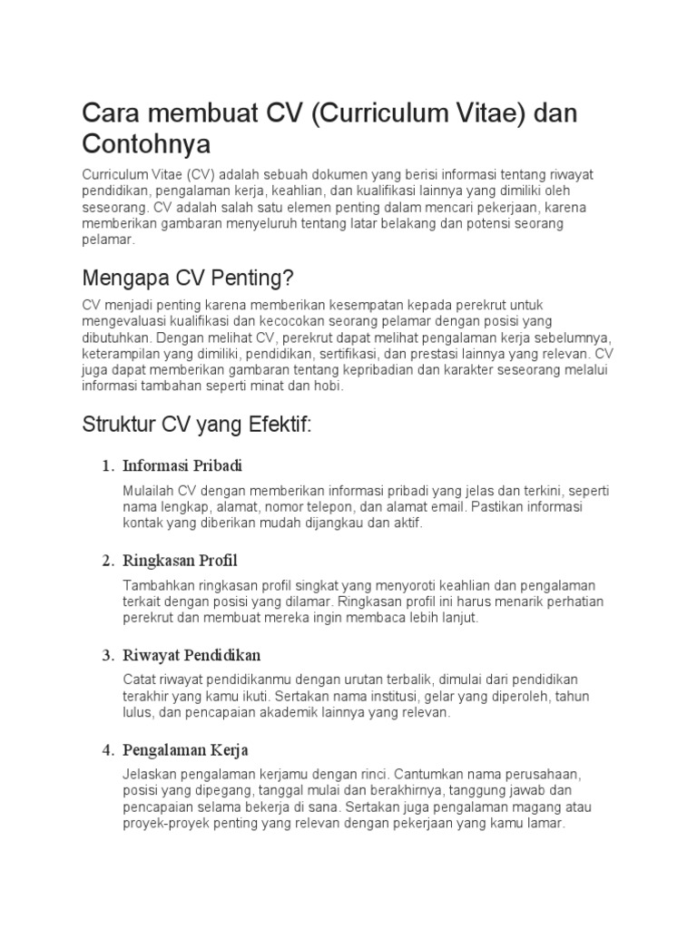 Cara Membuat CV | PDF