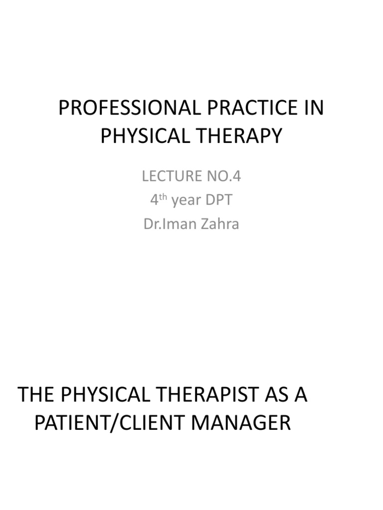 Physical Therapist As Patient Manager | PDF | Physical Therapy ...
