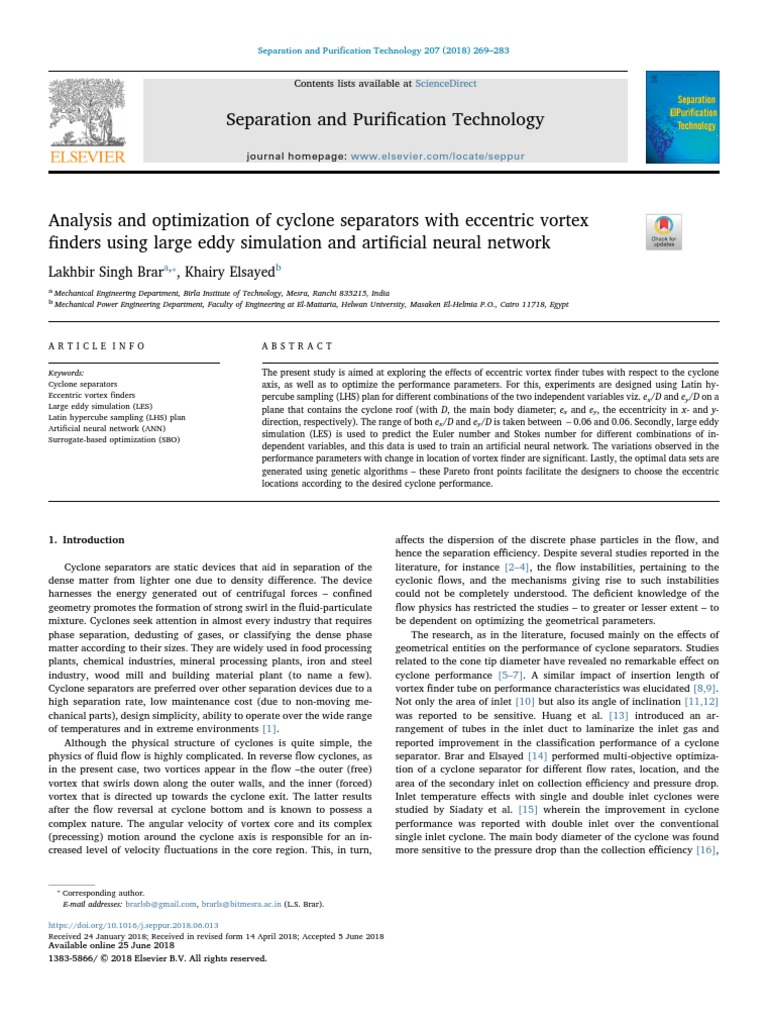 Analysis and Optimization of Cyclone Separators With Eccentric Vortex | PDF | Vortices ...