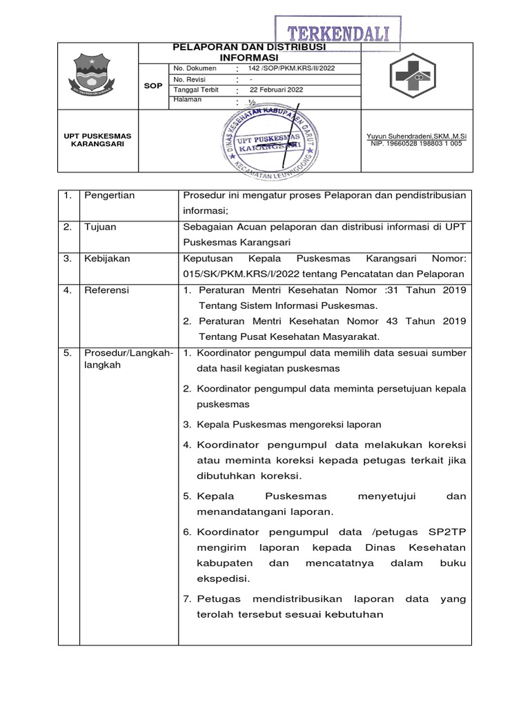 SOP PELAPORAN DAN DISTRIBUSI INFORMASI | PDF