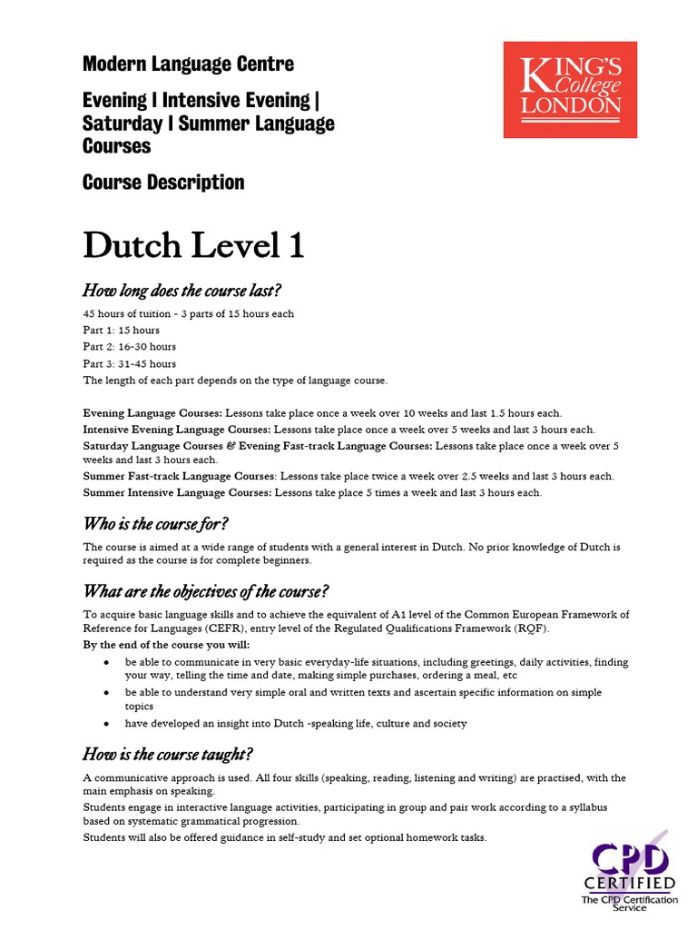 Dutch Level 1 | PDF | Pronoun | Syntax