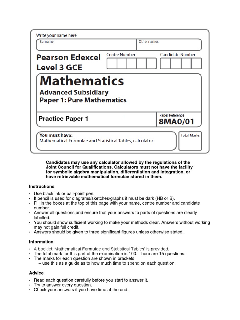 2024 Pure Mathematics Mock Paper 1 | PDF | Circle | Equations