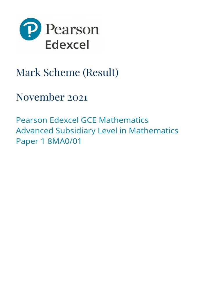 2110 8MA0 01 AS Pure Mathematics October 2021 Mark Scheme PDF 1 | PDF ...