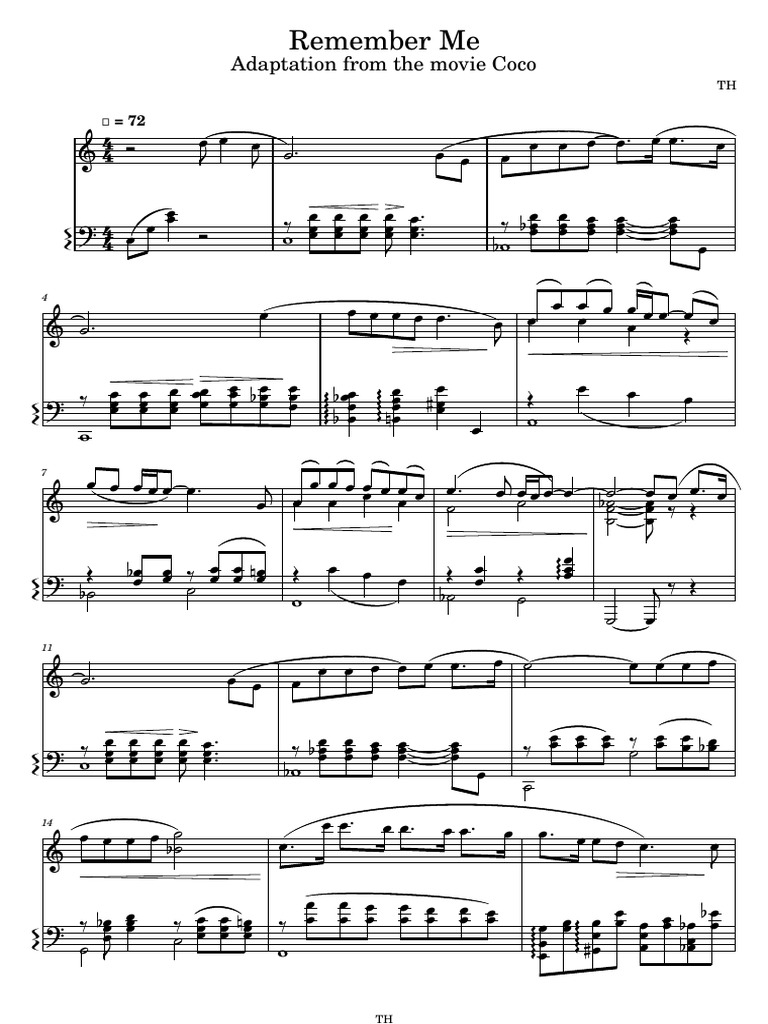 Remember Me Coco Theme Song | PDF