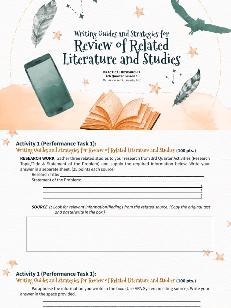 4th Quarter Lesson 1 Review of Related Literature and Studies | PDF ...