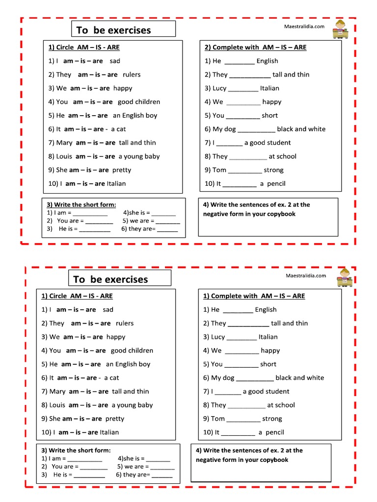 The Verb To BE - Simple Present Tense | PDF