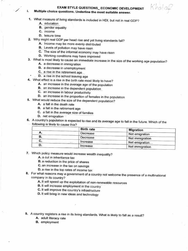 (Economics Worksheet) With Answers | PDF