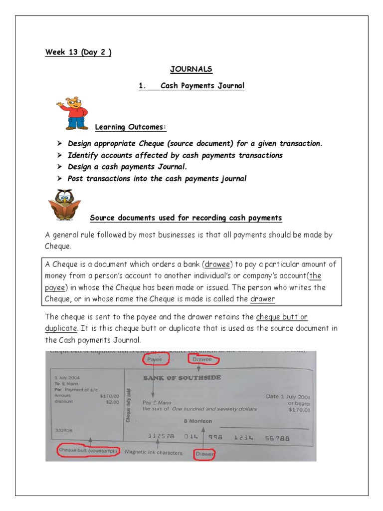 Cash Payments Journal Lesson Activity | PDF | Debits And Credits | Payments