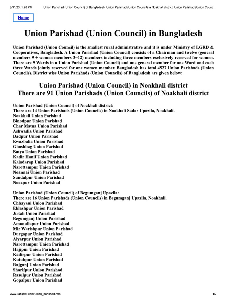Noakhali Union | PDF