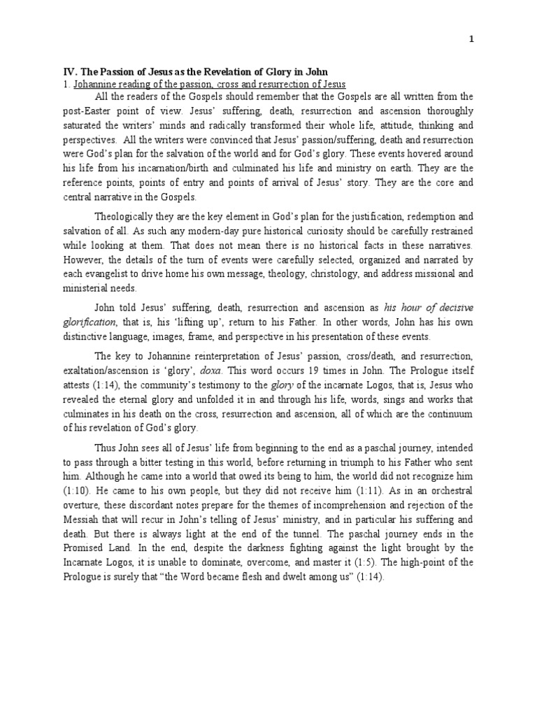 John's Passion: Glory in Suffering | PDF | Gospel Of John ...
