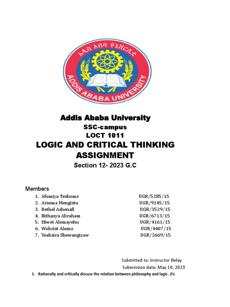 Logic Assignment - LoCT 1011 | PDF | Fallacy | Argument