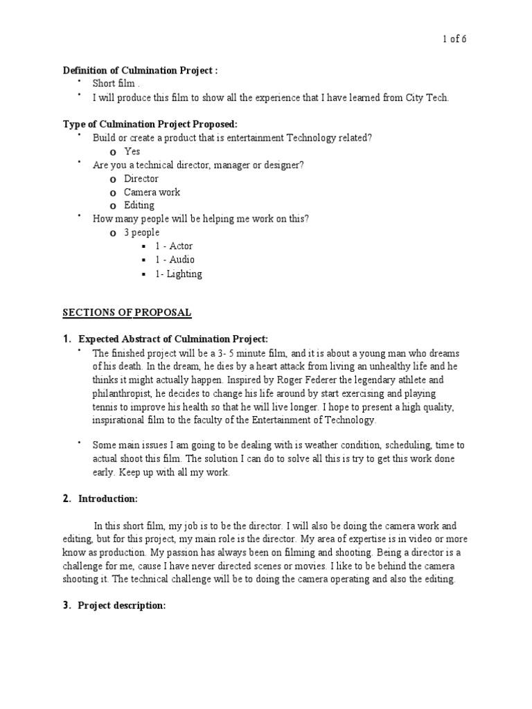 Short Film Proposal Sample | PDF