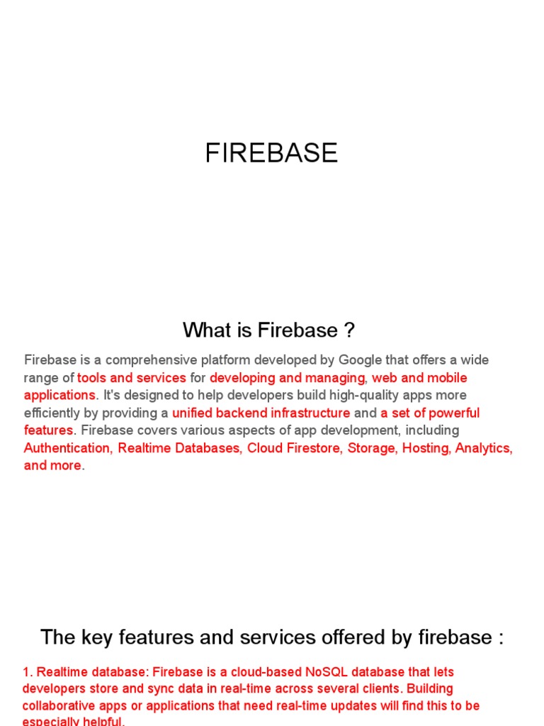 Firebase Edited Presentation Pdf Databases No Sql