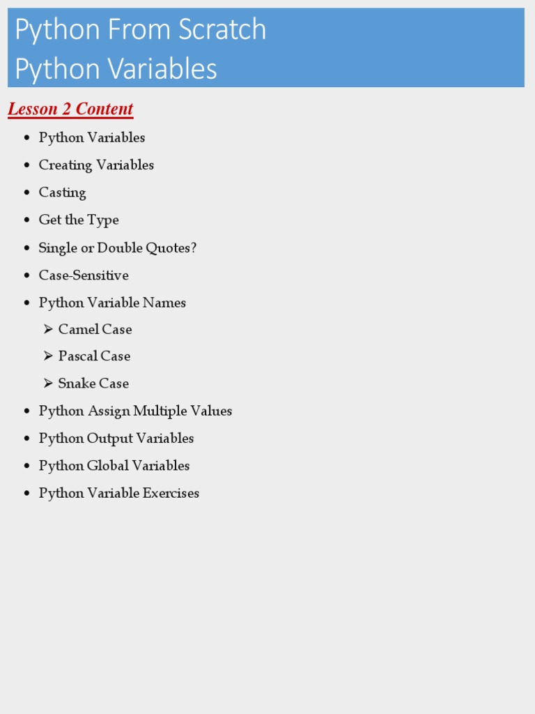 Python Lesson 2 | PDF | Variable (Computer Science) | Reserved Word Python Lesson 2 | PDF | Variable (Computer Science) | Reserved Word