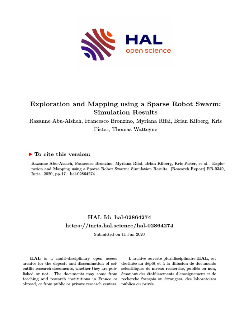 Exploration and Mapping Using A Sparse Robot Swarm: Simulation Results ... Exploration and Mapping Using A Sparse Robot Swarm: Simulation Results ...