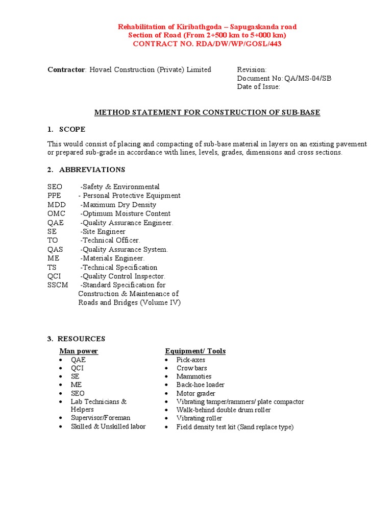 Sub Base | PDF | Road | Quality Assurance