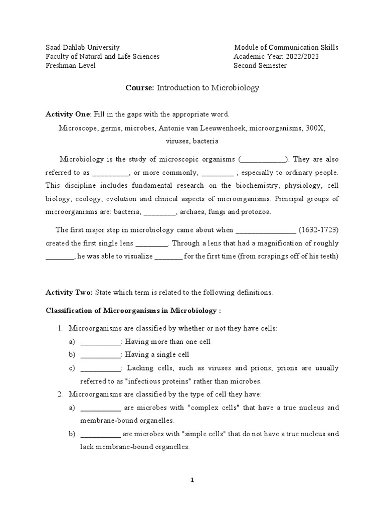 Introduction To Microbiology | PDF | Microorganism | Microbiology Introduction To Microbiology | PDF | Microorganism | Microbiology