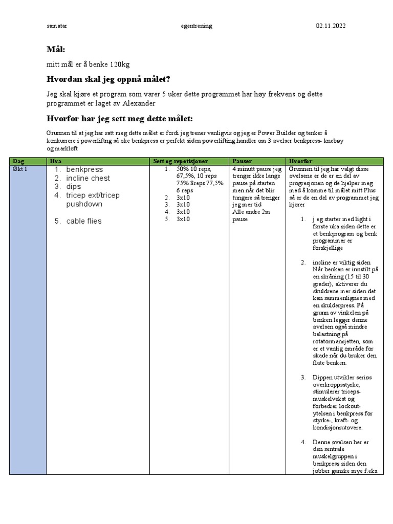 Egentrening 02.11.2022 | PDF