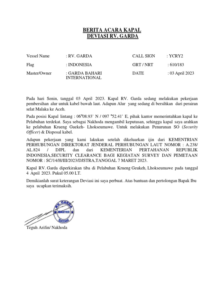 BA Deviasi RV. Garda | PDF