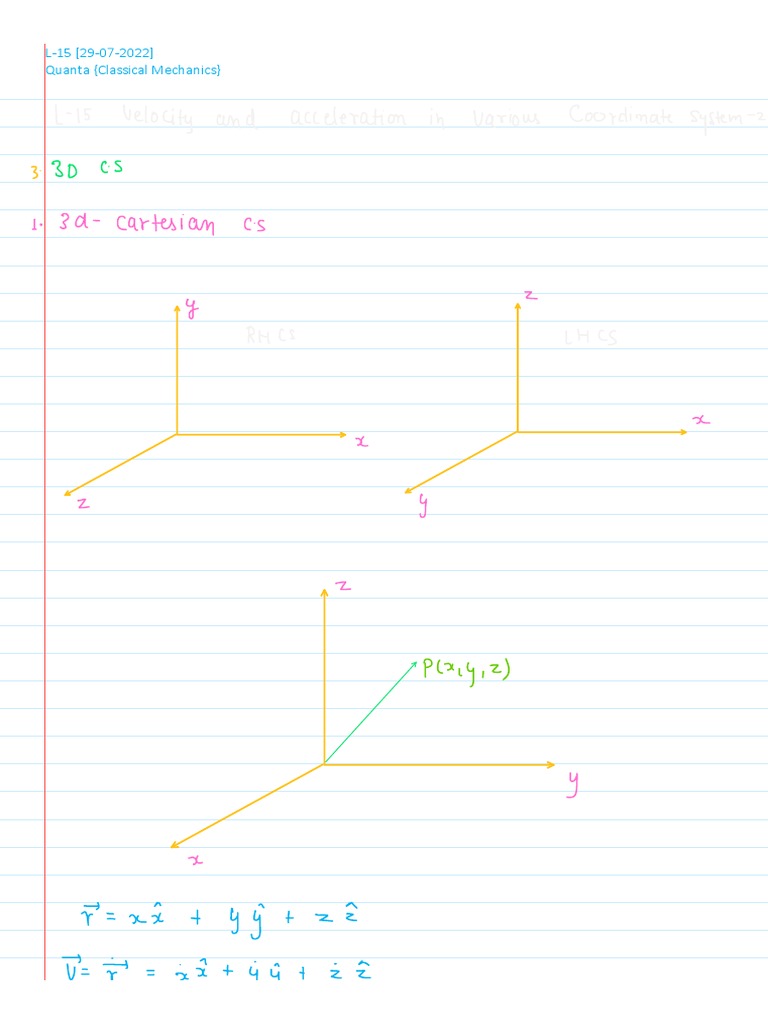 Velocity And Acceleration In Different Coordinate System Pdf