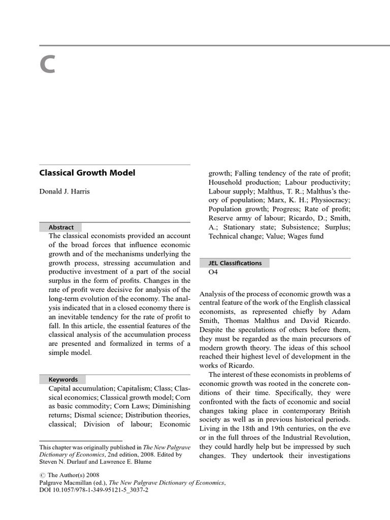 Classical Growth Model | PDF | Economics | Economic Growth