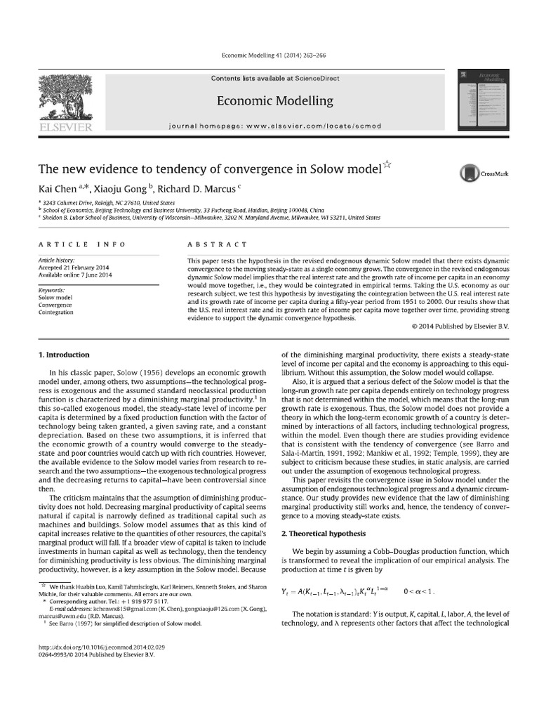 The New Evidence To Tendency of Convergence in Solow Model | PDF