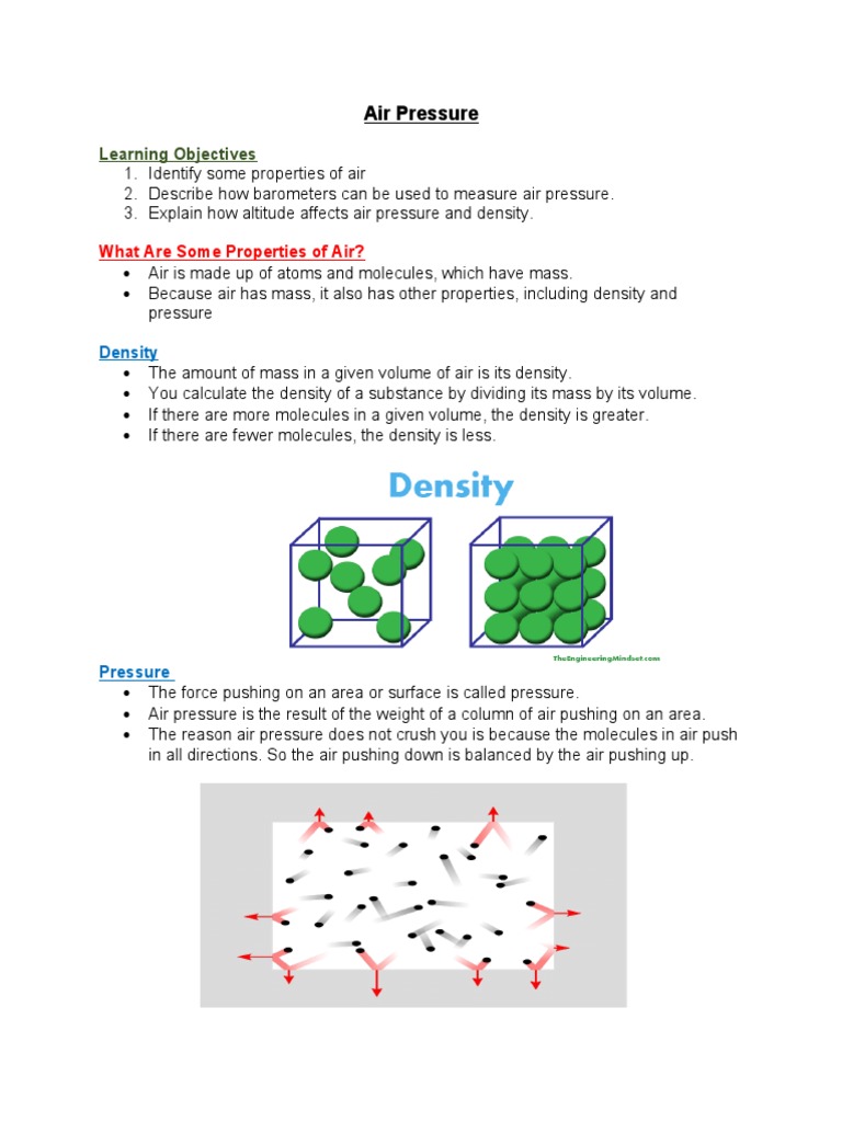 Air Pressure - G6 Lesson Notes | PDF | Atmospheric Pressure | Pressure
