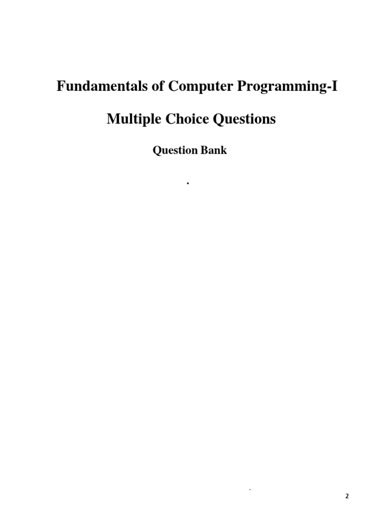 Fundamentals of Computer Programming-I Multiple Choice Questions | PDF ...