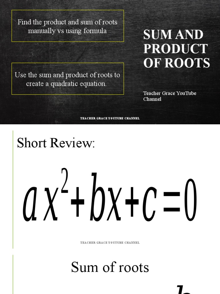 Sum and Product of Roots | PDF