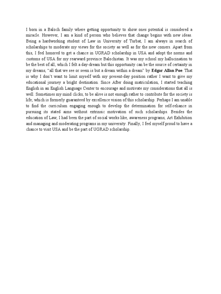 UGRAD Scholarship Statement of Purpose | PDF